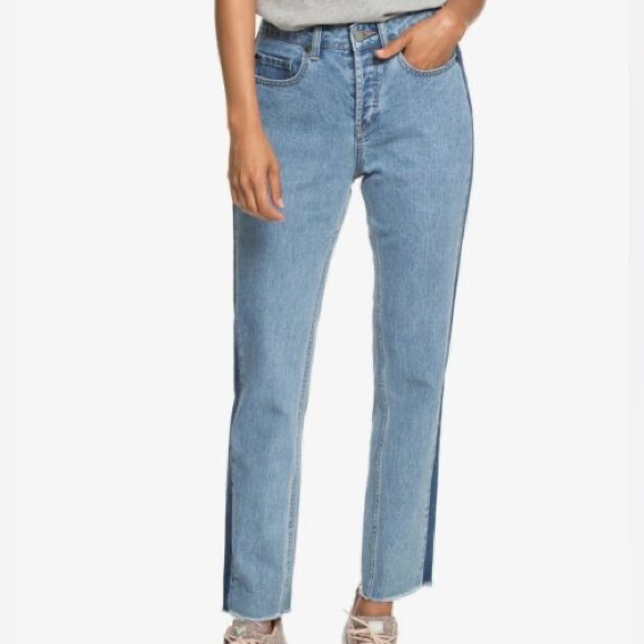 Roxy | Jeans | Roxy Mid Rise Cloudy Days Boyfriend Crop Two Tone Jeans ...
